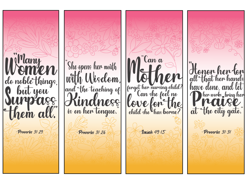 Christian Mother’s Day Scripture Printable Bookmark Set with Colour in ...
