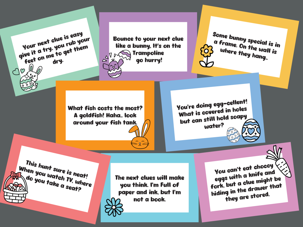 90 Easter Riddle Clues – Inside and Outside Easter Treasure Hunt ...